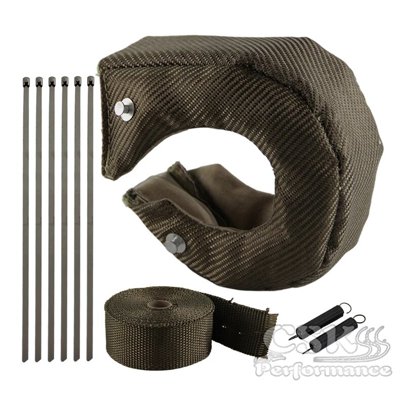 T3 Turbo Heat Shield Blanket Cover GT30 GT32 GT35 +Downpipe Header Wrap ...