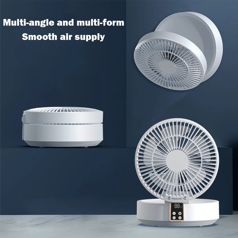 4000mAh Folding Desktop Fan Wireless Wall Mounted Air Circulating Fan ...