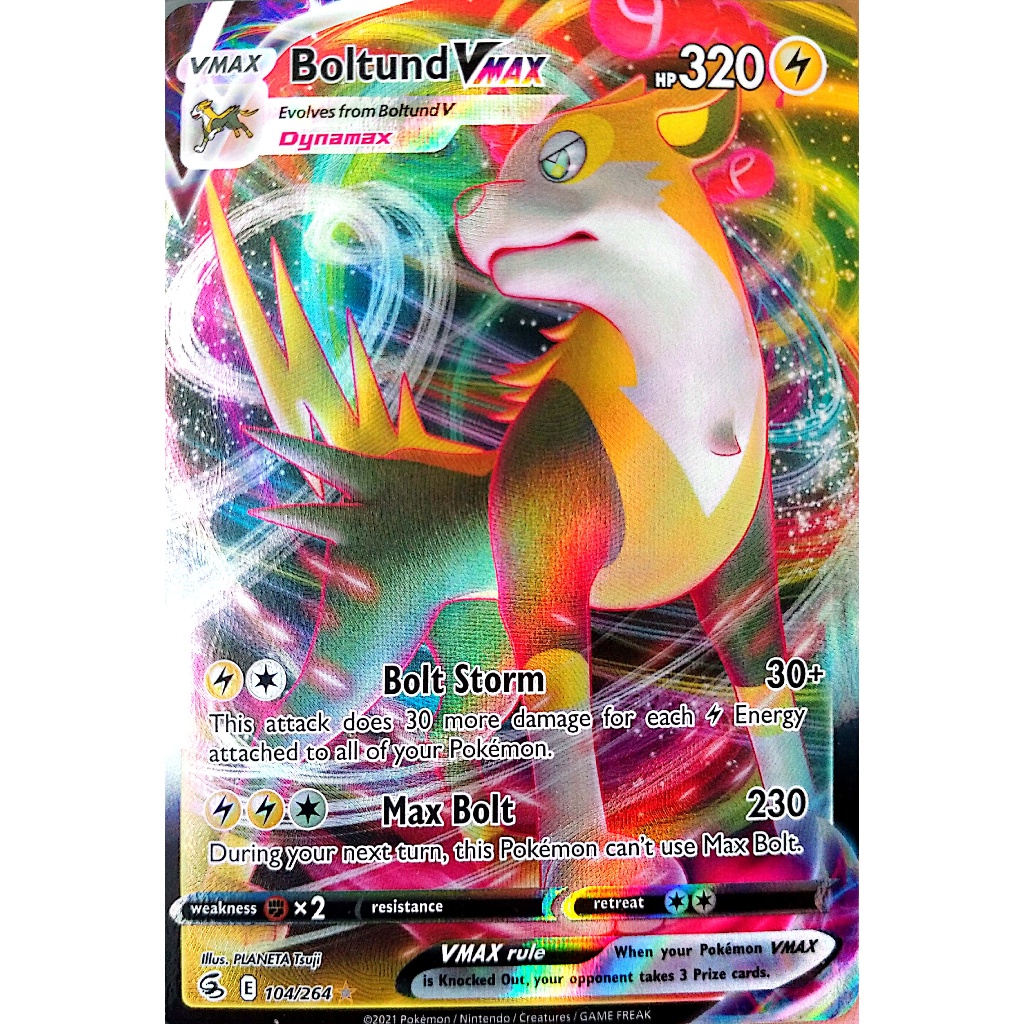 Pokemon TCG Boltund VMAX 104/264 Fusion Strike Ultra Rare Shiny Holo ...