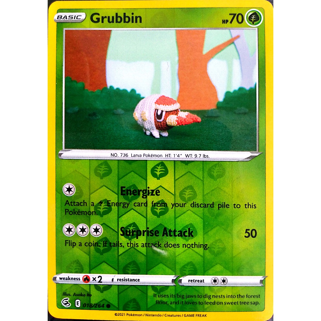 Pokemon TCG Grubbin 018/264 Fusion Strikes Common Reverse Holo | Shopee ...