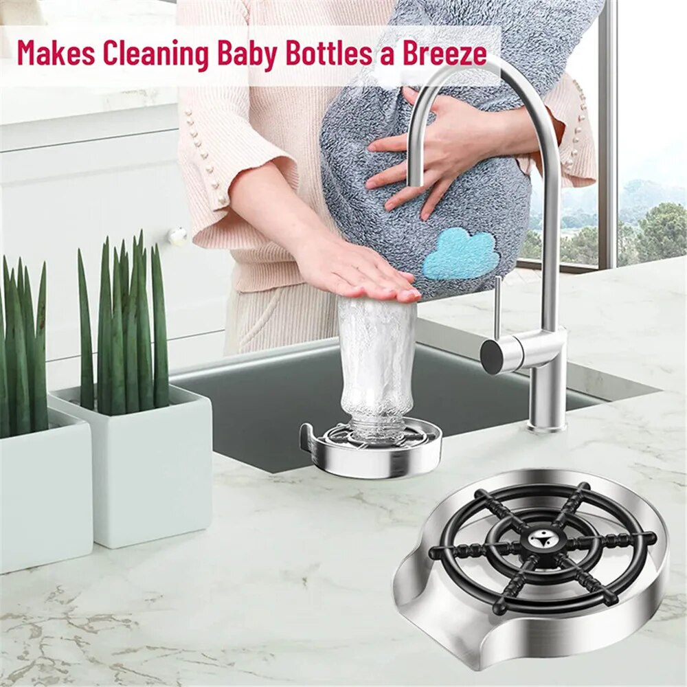 Stainless Steel Automatic Cup Glass Rinser for Kitchen Sinks,Chrome ...