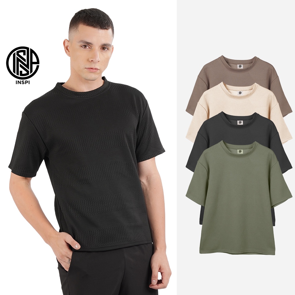 INSPI Textured Shirt For Men Round Neck Plus Size Plain Tops For Women ...