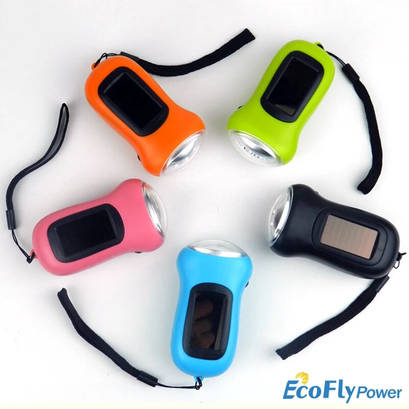⋌Mini 0.5W Multicolor LED Solar Hand Pressing Dynamo Crank Power Wind ...