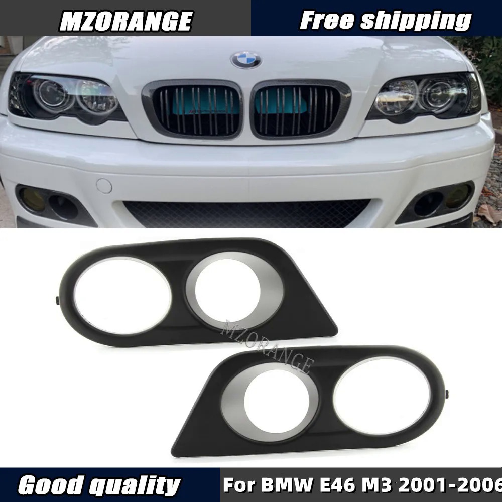 Front Headlight Fog Light Cover For BMW E46 M3 2001-2006 Black Fog ...