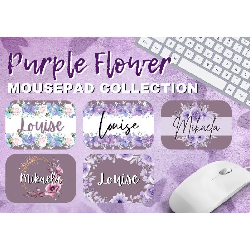 CUSTOMIZED/PERSONALIZED NAME MOUSE PAD / AESTHETIC VIOLET FLOWERS ...