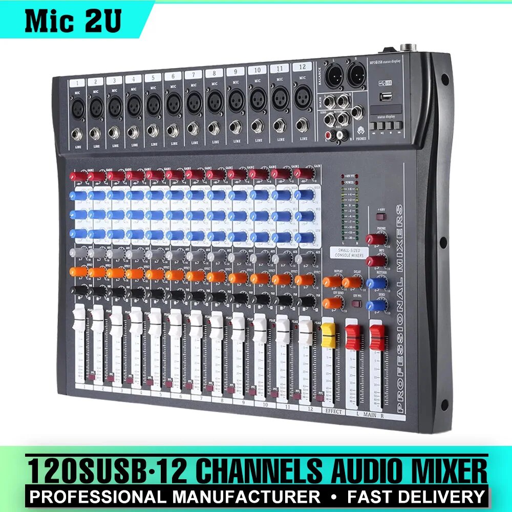 ★12 channels mixer Mic Line Audio Mixer Mixing Console BT Connection ...
