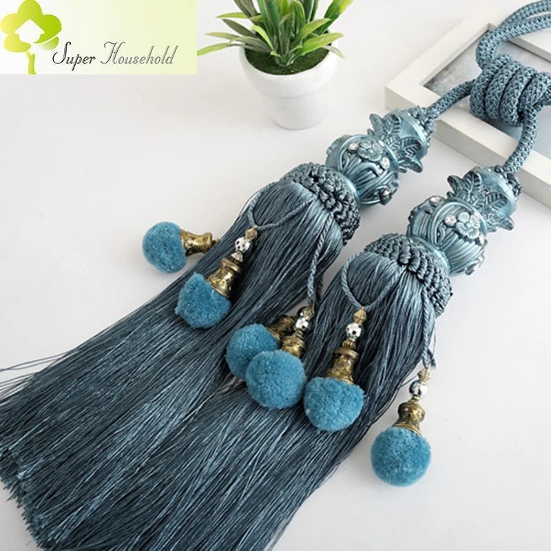 1 Pair Modern Double Tassel Curtain Tiebacks Home Decoration Buckle ...