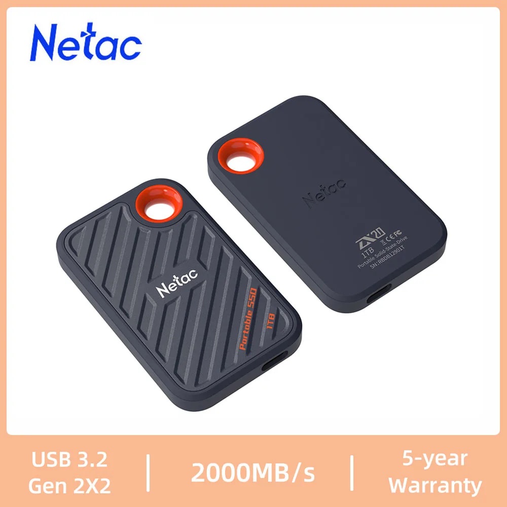 Netac ZX20 SSD 512GB 1TB 2TB Portable External SSD USB3.2 Gen2x2 Type-C External Hard Drive ...