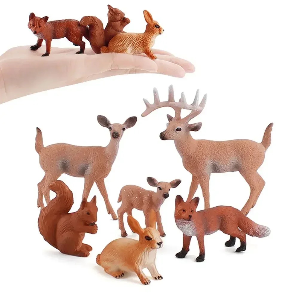 Simulated Mini Animal Models Cute Zoo Action Figure Deer Red Fox ...