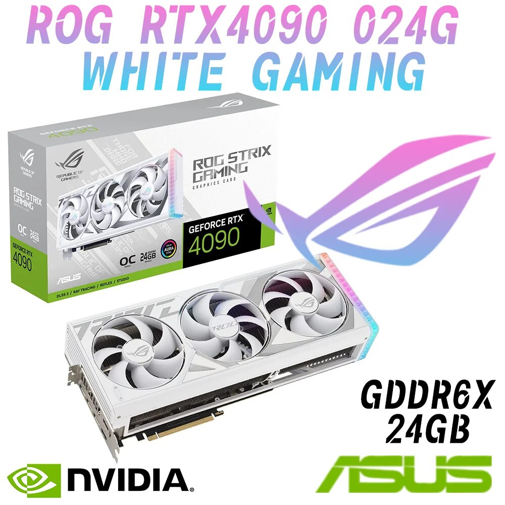 ☁ASUS NEW ROG STRIX RTX 4090 O24G WHITE GAMING Graphics Card GDDR6X ...