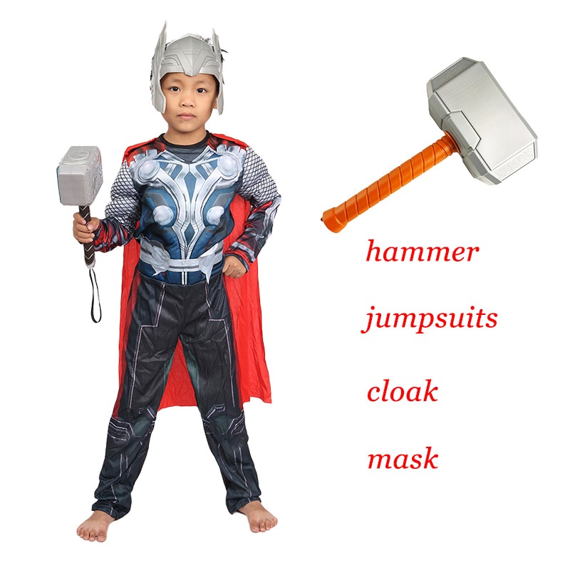 Kids Thor Muscle Costume Superhero Thor Cosplay Muscle Costume Jumpsuit ...