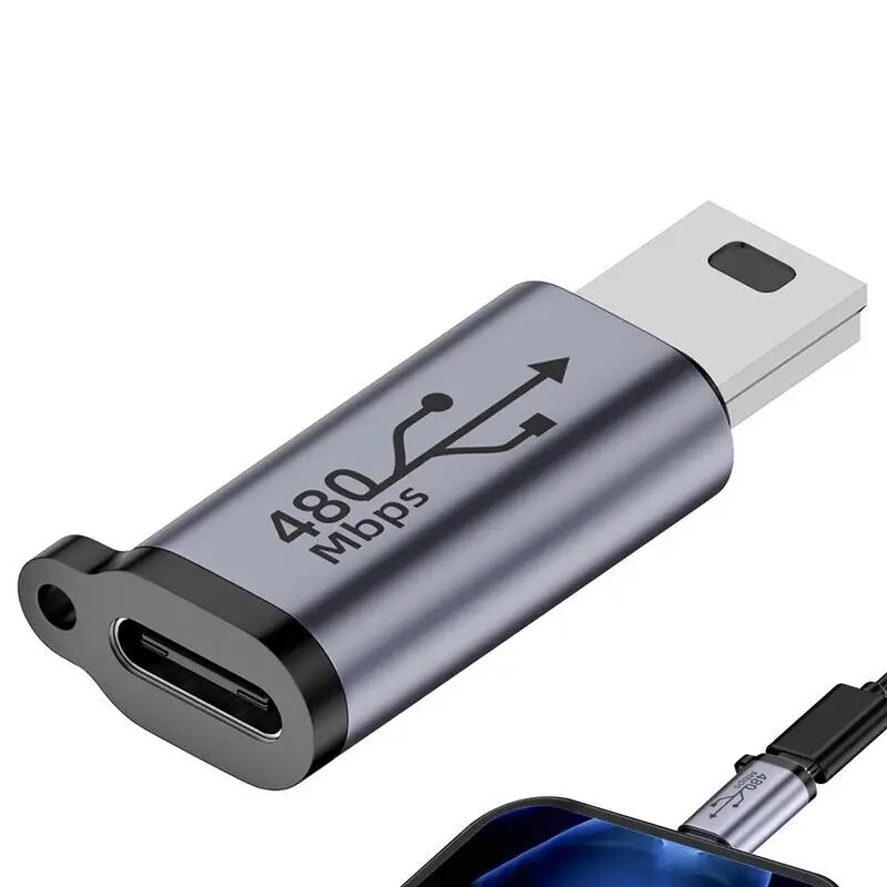480Mbps Mini USB To Type C Adapter Male Mini USB To Female USB C Data ...