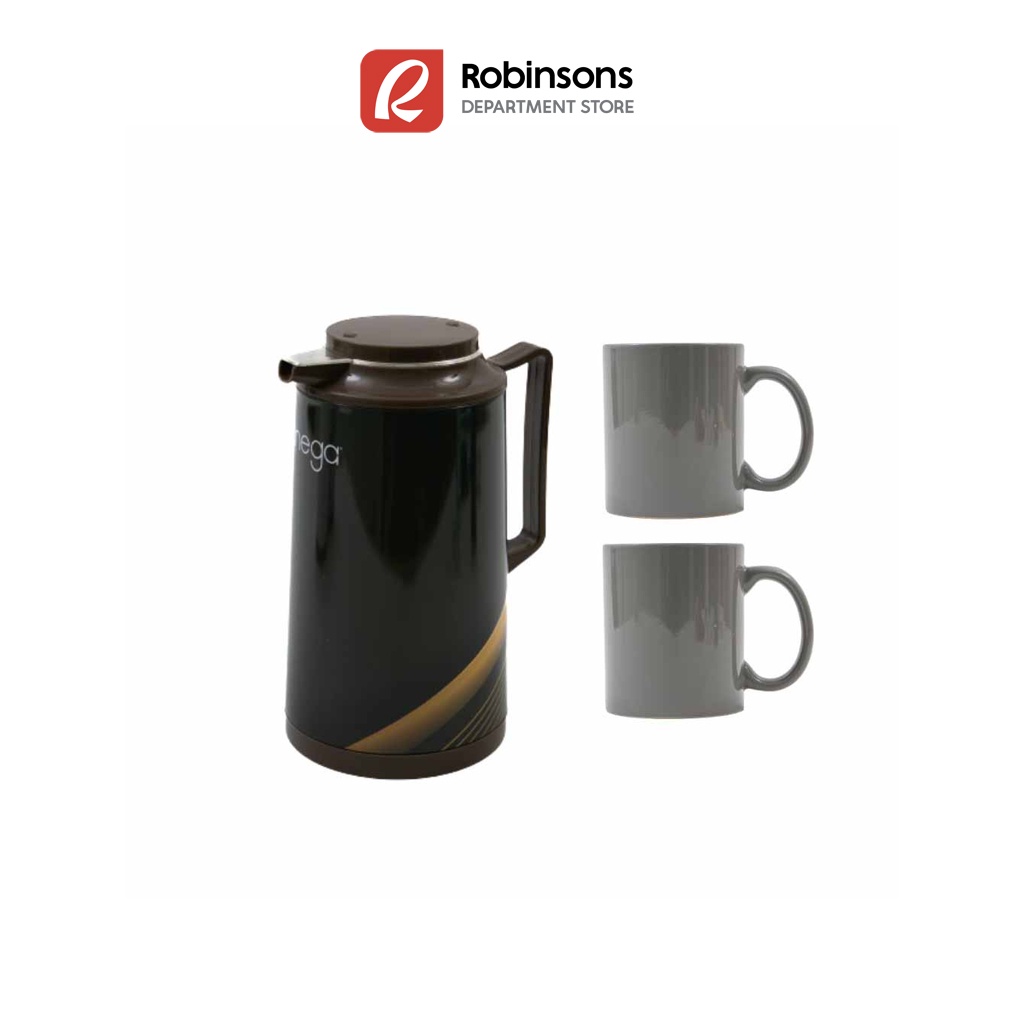 Omega Gold Lined 3pc Thermal Pot with Mug Set | Shopee Philippines
