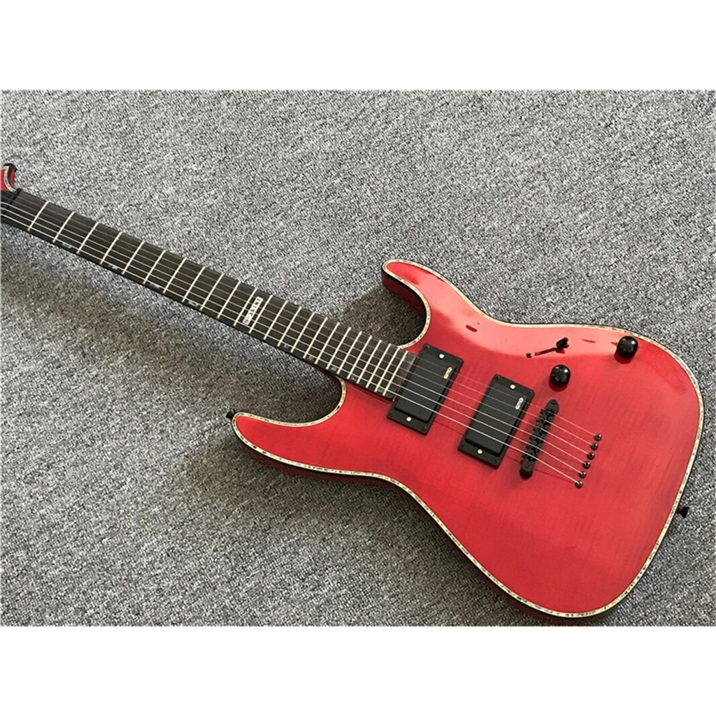 Red ESP electric guitar, rosewood fingerboard, quilted maple top, EMG ...
