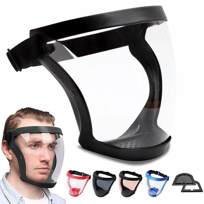 Anti-fog Full Face Shield Transparent Protection Face Mask with Filters ...