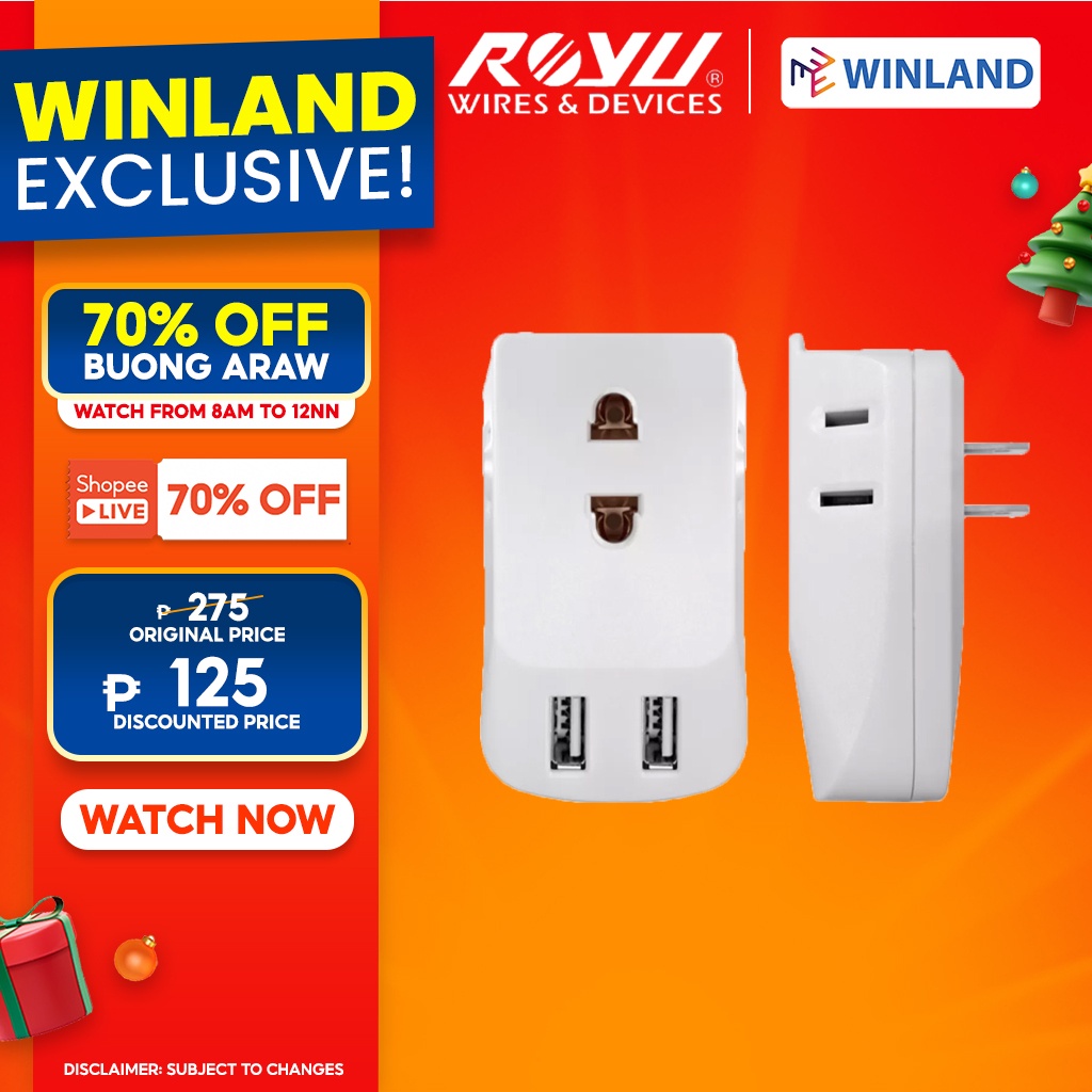 Royu by Winland Octopus Adapter/Adaptor with 2-USB Port-REDPL124 ...