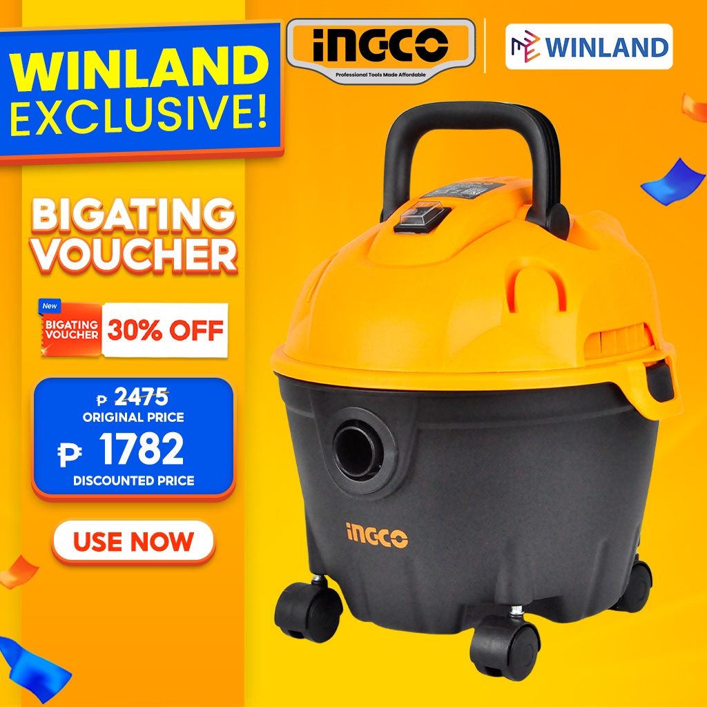 [963]INGCO 1200W Wet & Dry Vacuum Cleaner 12L Capacity Household Floor ...
