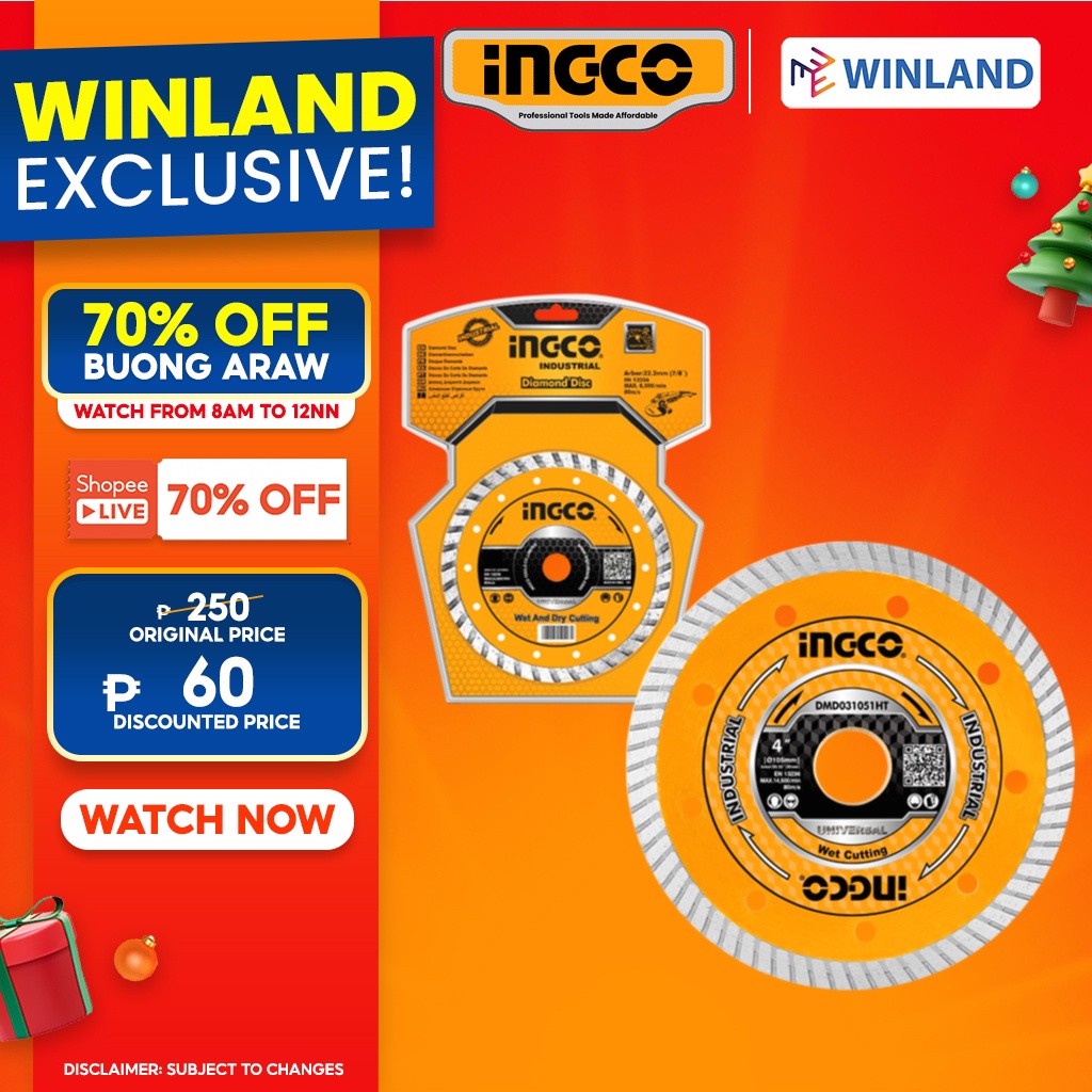 Ingco by Winland Industrial Ultrathin Diamond Disc Wet Cutting 4 ...