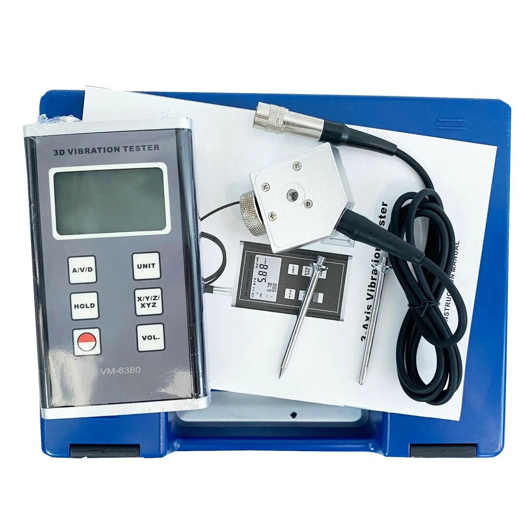 Vm 6380 3 Axis Piezoelectric Accelerometer Vibration Meter Vm6380 3d Velocity Tester Vibrometer