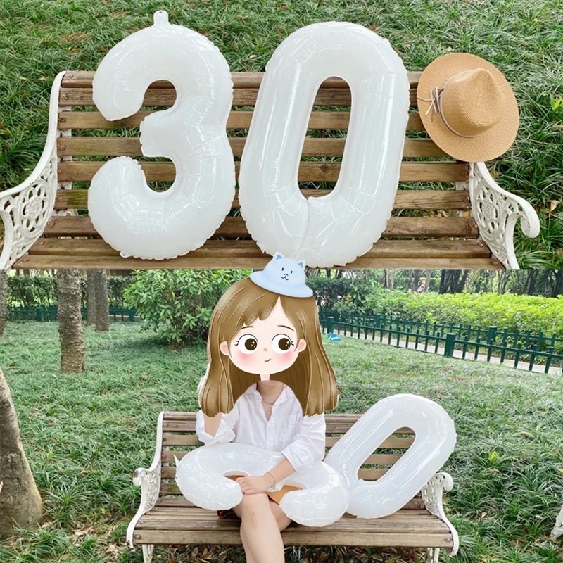 32inch New White Number Balloon INS Balloon Wedding Decorations ...