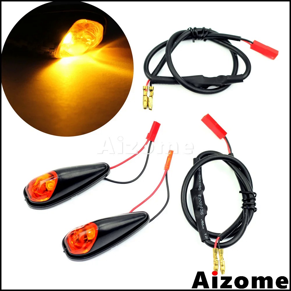 Motorcycle Scooter LED Turn Signals Side Sticker Indicator Lights Mini ...