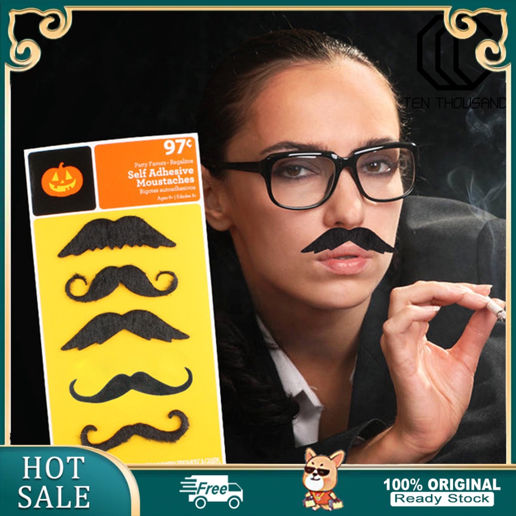 [TEN]* 5Pcs Long Lasting Artificial Beard Halloween Supplies Soft ...