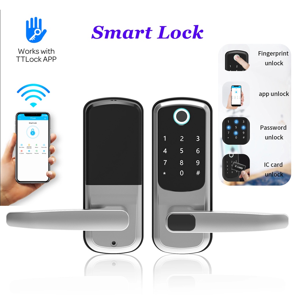 Smart Hotel Handle Lock IC Card Bluetooth TTLOCK App Unlock Optional ...
