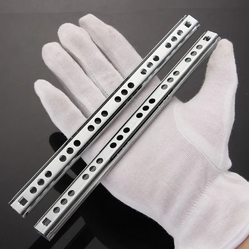 2PCS/Lot 17mm Wide Drawer Slide Ball Guide Two Sections Steel Fold ...