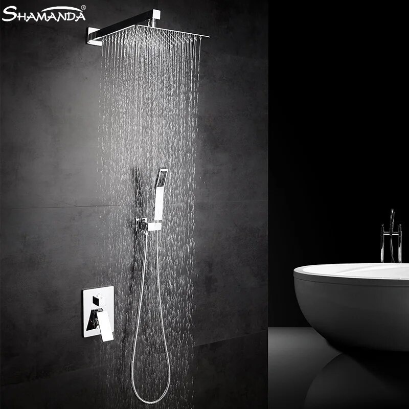 Bathroom Wall Mounted Shower Set Faucet Tap Concealed Two Functions ...