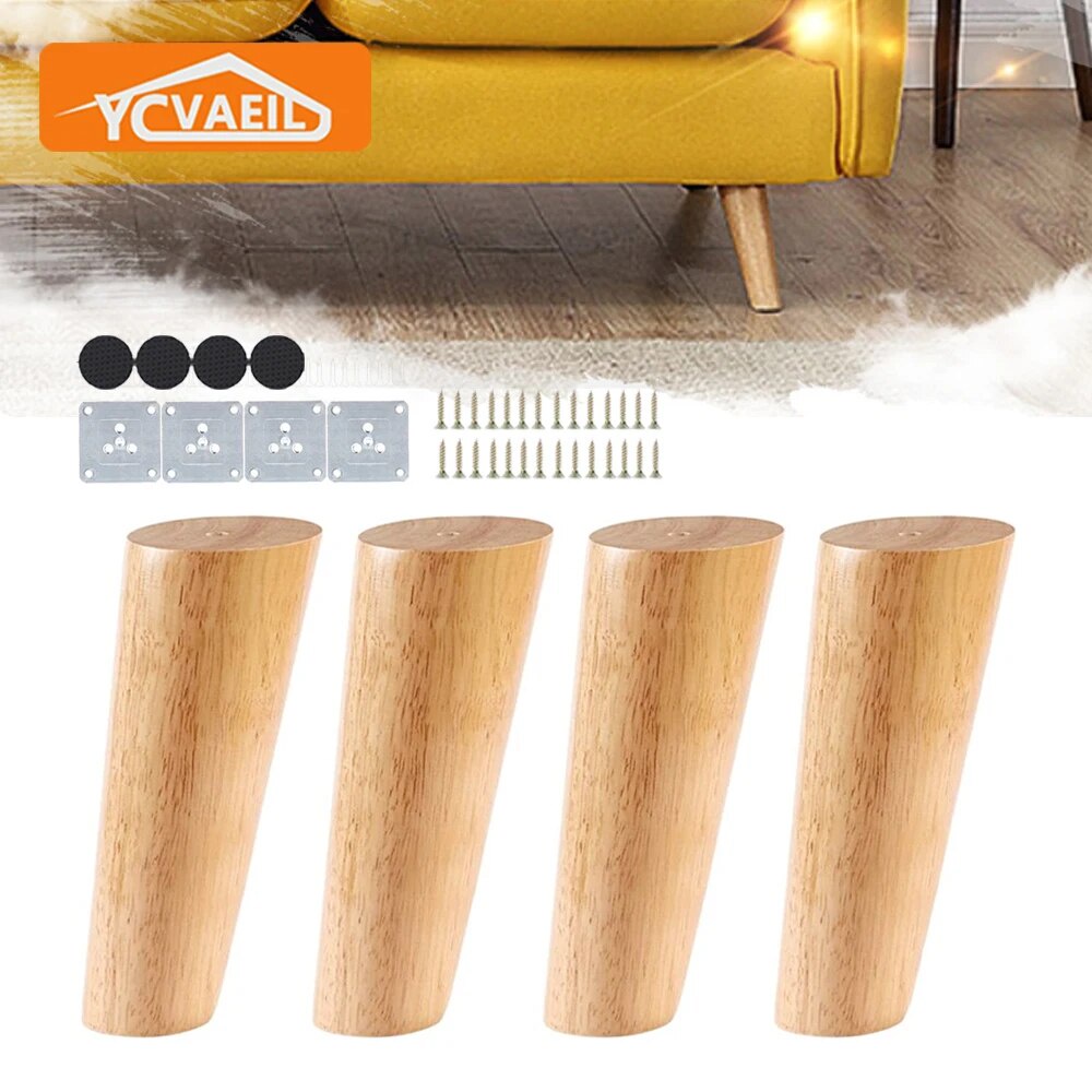 4Pcs Solid Wood Furniture Legs Height 10-15cm , Inclined Cone Sofa Bed ...