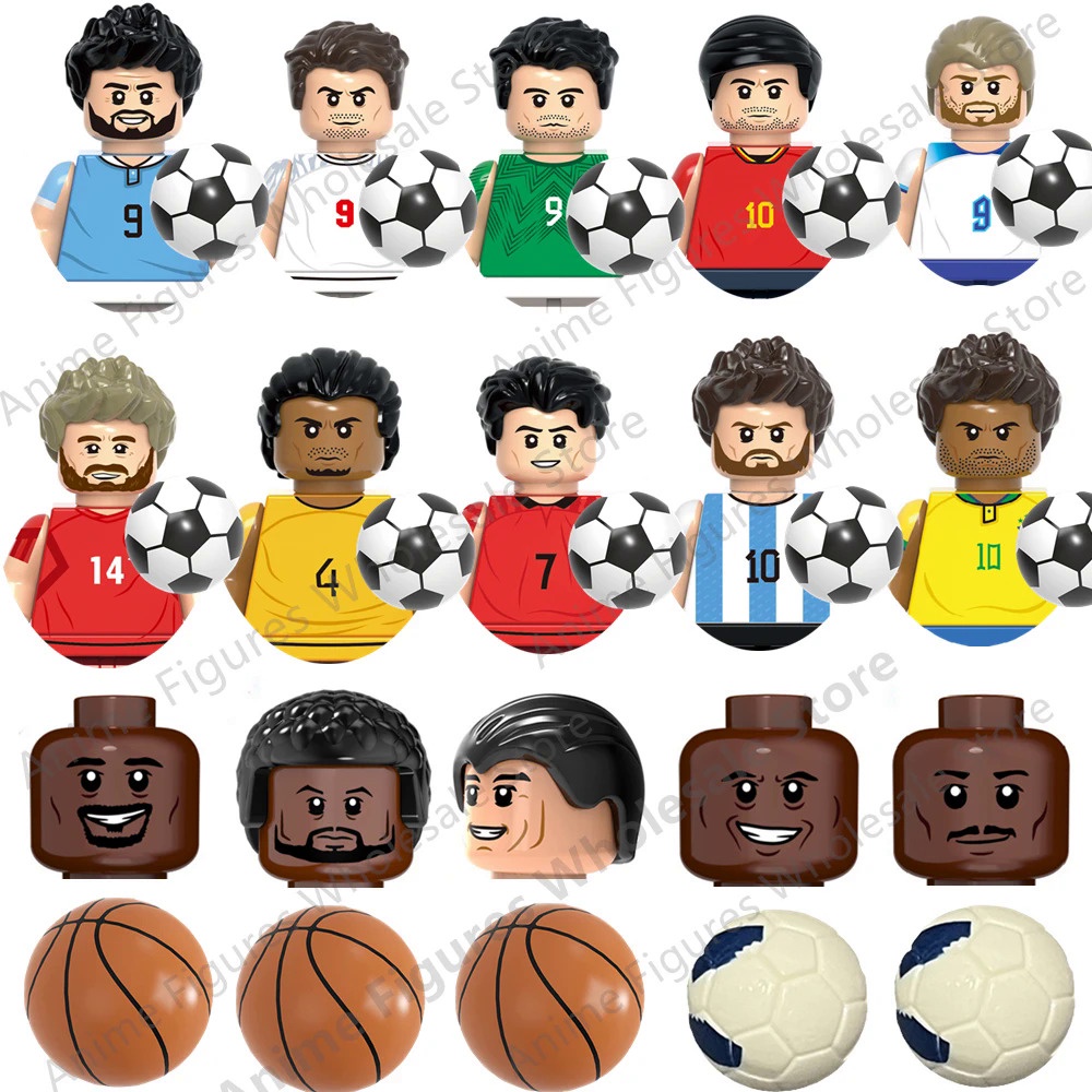 MOC Football & Basketball Sports Star Model Bricks Series Characters ...