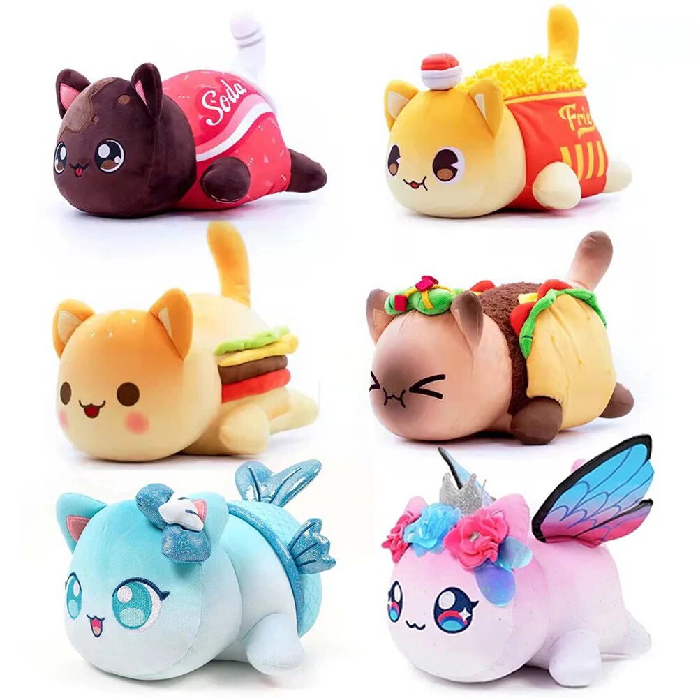 54y Aphmau Meow Meows Plush Meemeows Food Cats Plushie Bunle Ahpmau