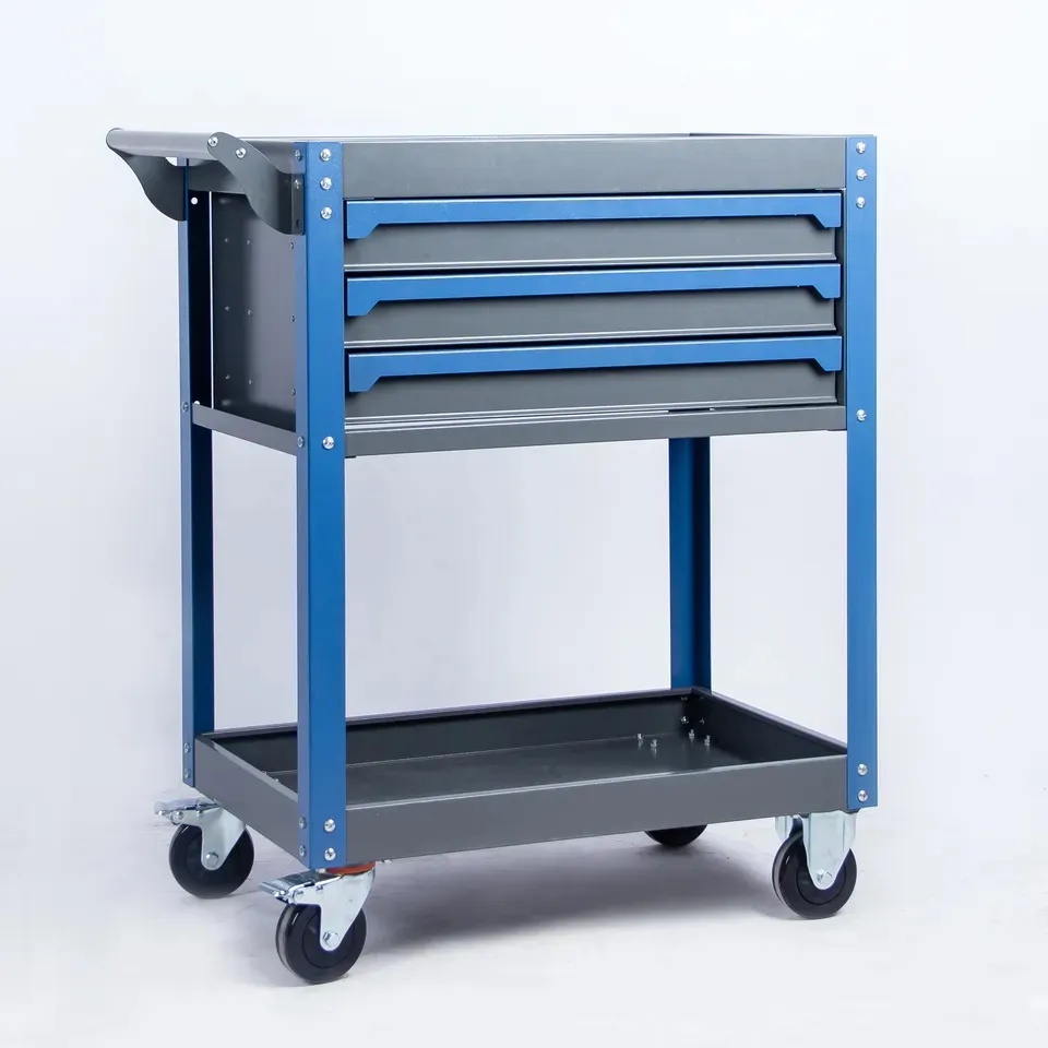New Design 3-drawing Aluminum Alloy Push Hand Tool Cart Trolley Storage ...