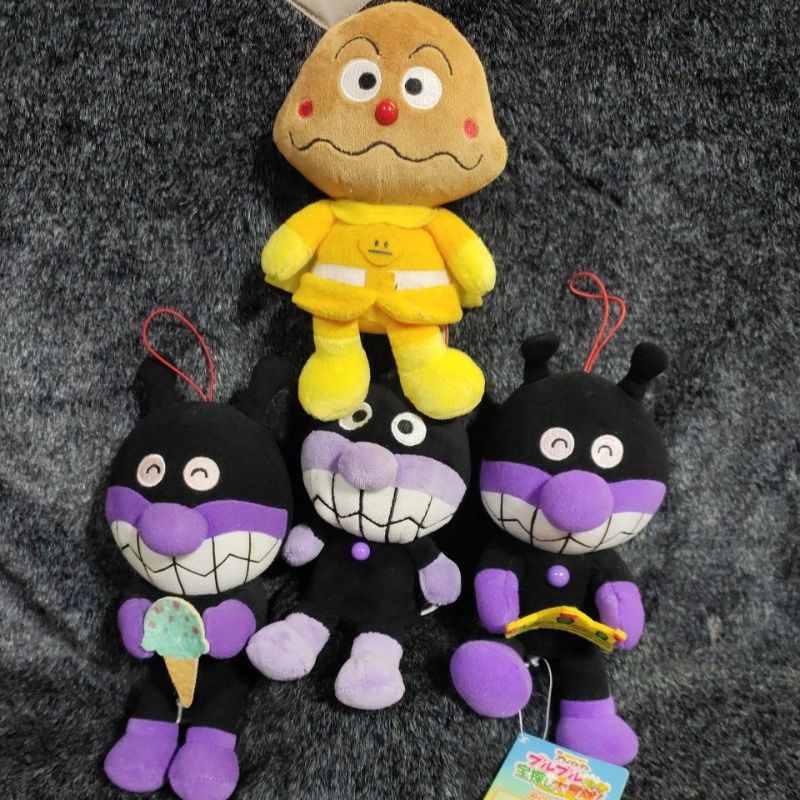 ORIGINAL COLLECTIBLE ANPANMAN BAIKINMAN SEGA PLUSH AND CHARM(4PCS ...