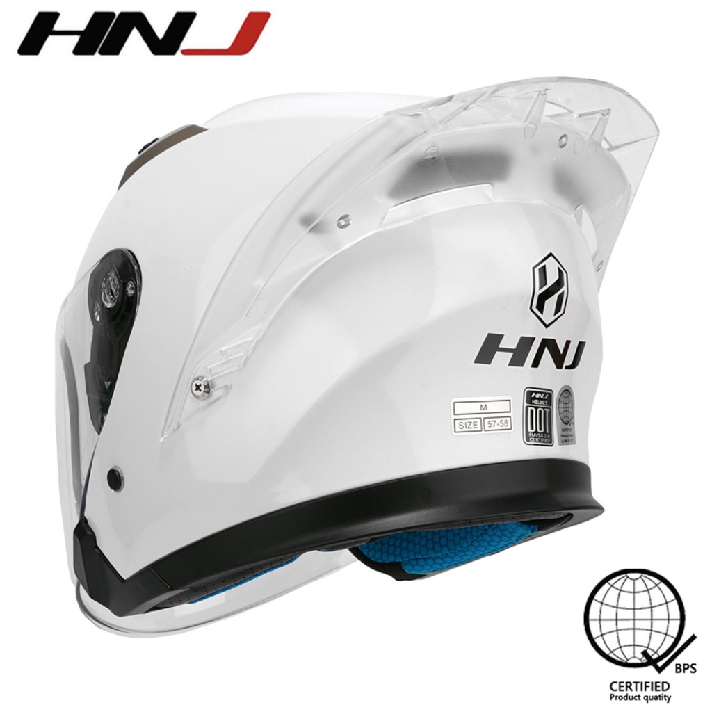 HNJ 916 Half Face Motorcycle Helmet with spoiler Wing Dual Visor Motor ...