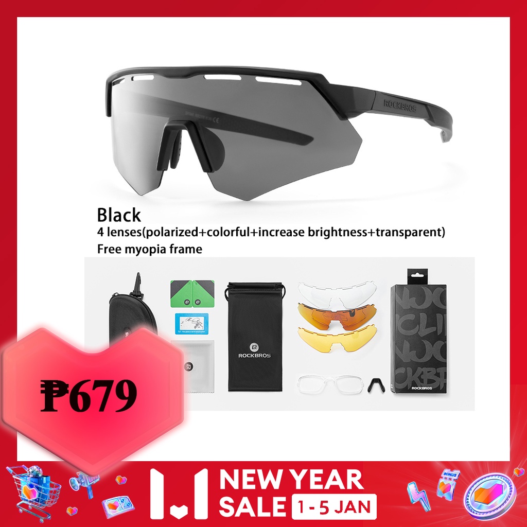 Local DeliveryROCKBROS Cycling Polarized Sunglasses 4 Lenses AntiUV MTB ...