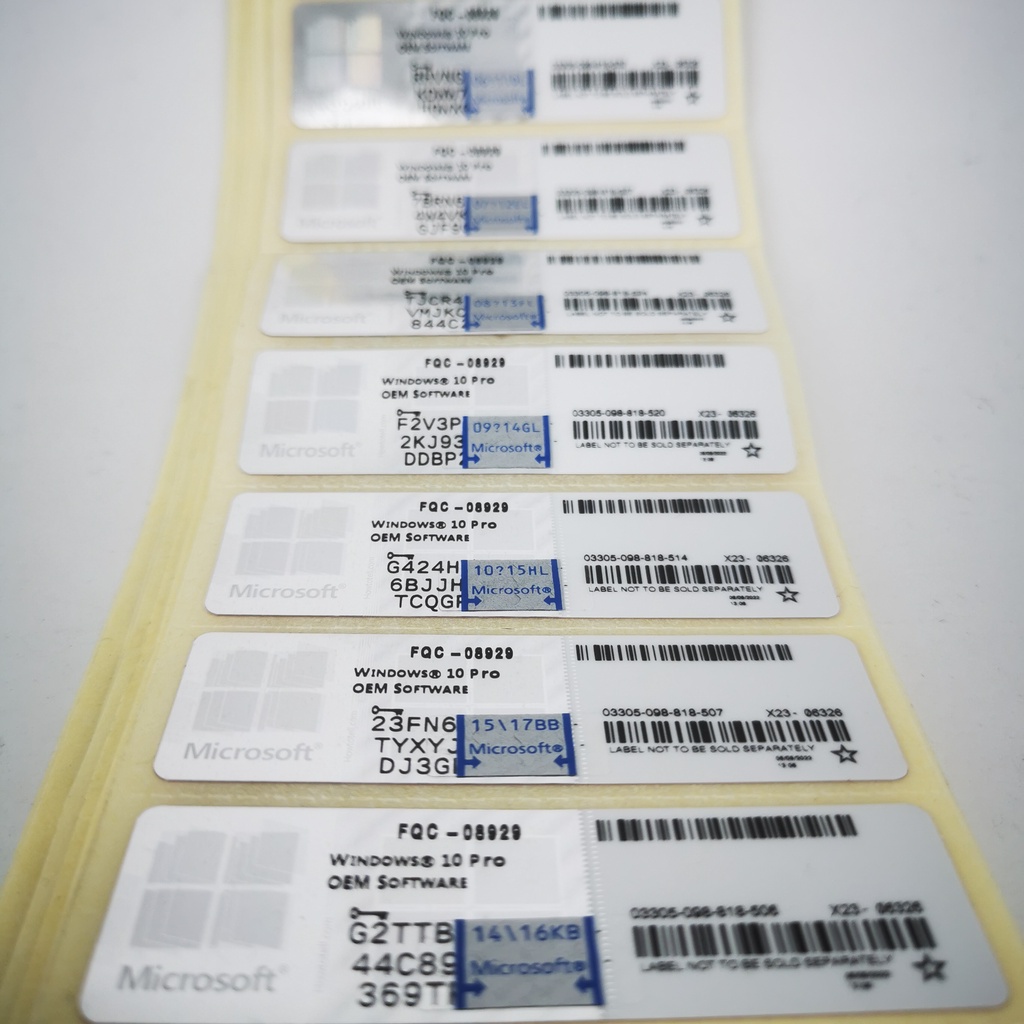 Win10 Pro Version Silver Label Serial Number sticker Genuine ...