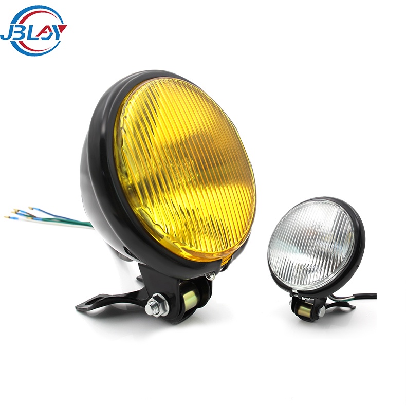 Motorcycle parts Amber Glass H4 LED 5 inch vintage headlight motorcycle ...