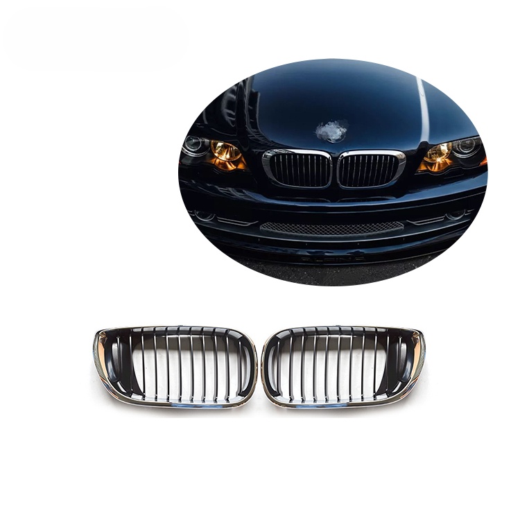 e46 Front Grille for BMW 3 Series E46 modified single line bright black ...