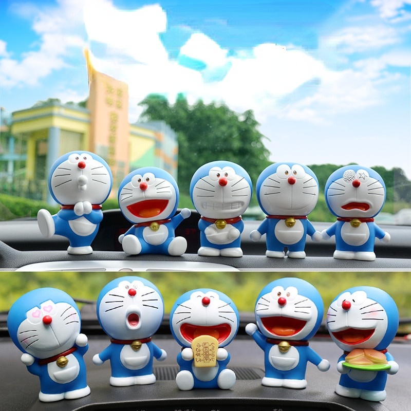 672 Car Ornaments Model Anime Doraemon Cute Fat Nobita Blue Cat Action ...