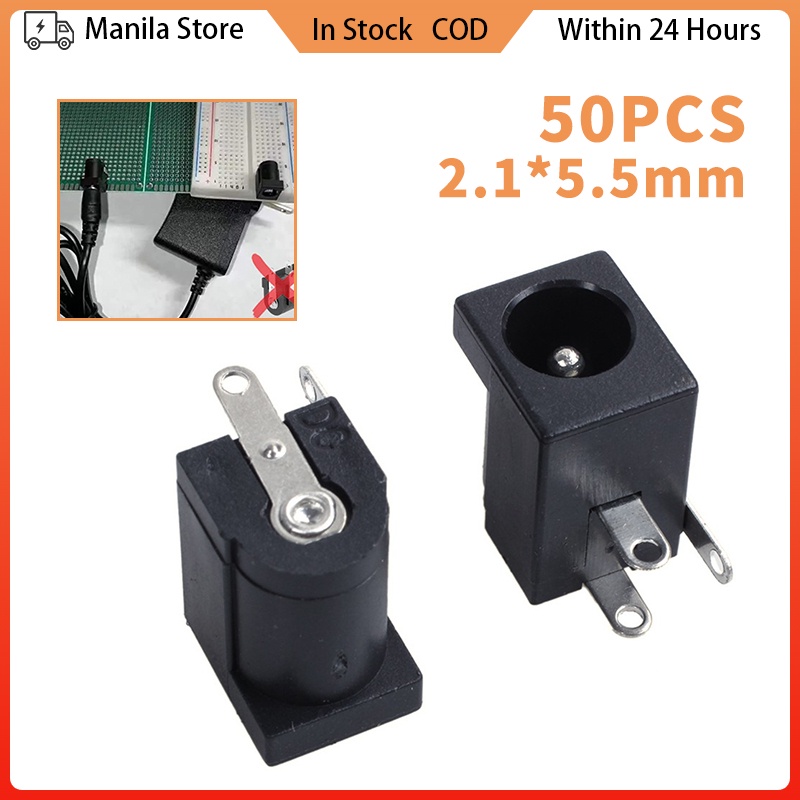 50pcs DC-005 Brass DC Power Jack Socket Connector 5.5x2.5/2.1mm 3 Pin ...