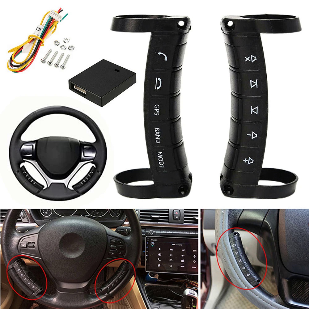 Universal 5 Keys Wireless Steering Wheel Remote Controller Button ...