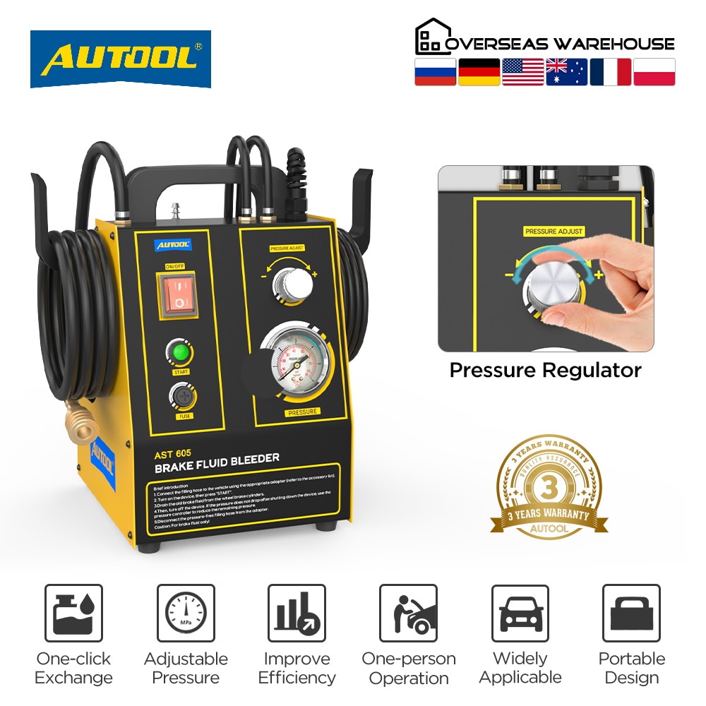 AUTOOL AST605 Car Pulsating Brake Oil Changer Single Clutch Slave Cylinders Brake Bleeder Fluid ...