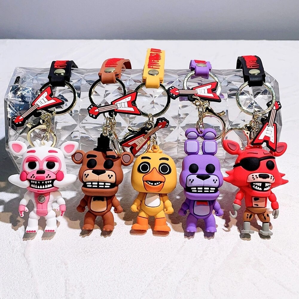 Anime FNAF Keychain Sundrop Moondrop Figures Freddy Bonnie Chica Action ...