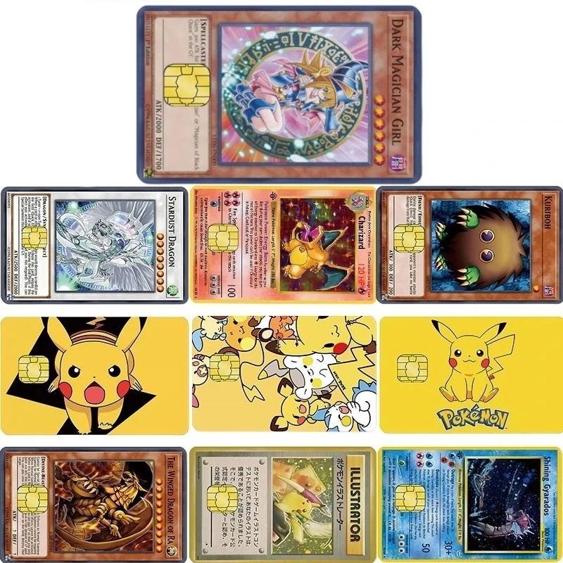 Cartoon Pokemon Pikachu Credit Card Stickers Anime Game Card ...