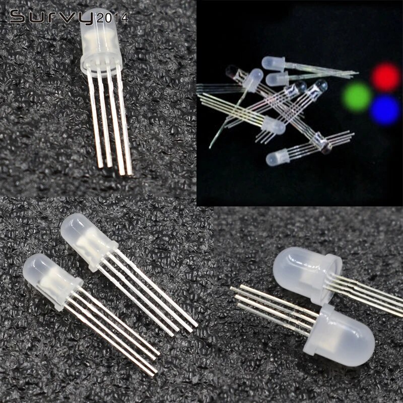 10 20 50pcs Pl9823 F5 F8 Led Light 5mm 8mm Round Rgb Milk White 4pin