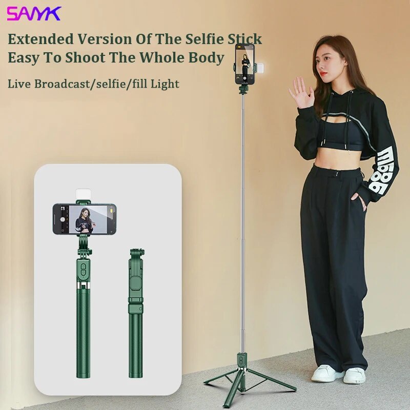 ♨SANYK Vlogging Selfie Stick 1.67m Ultra-Long Bluetooth Selfie Stick ...