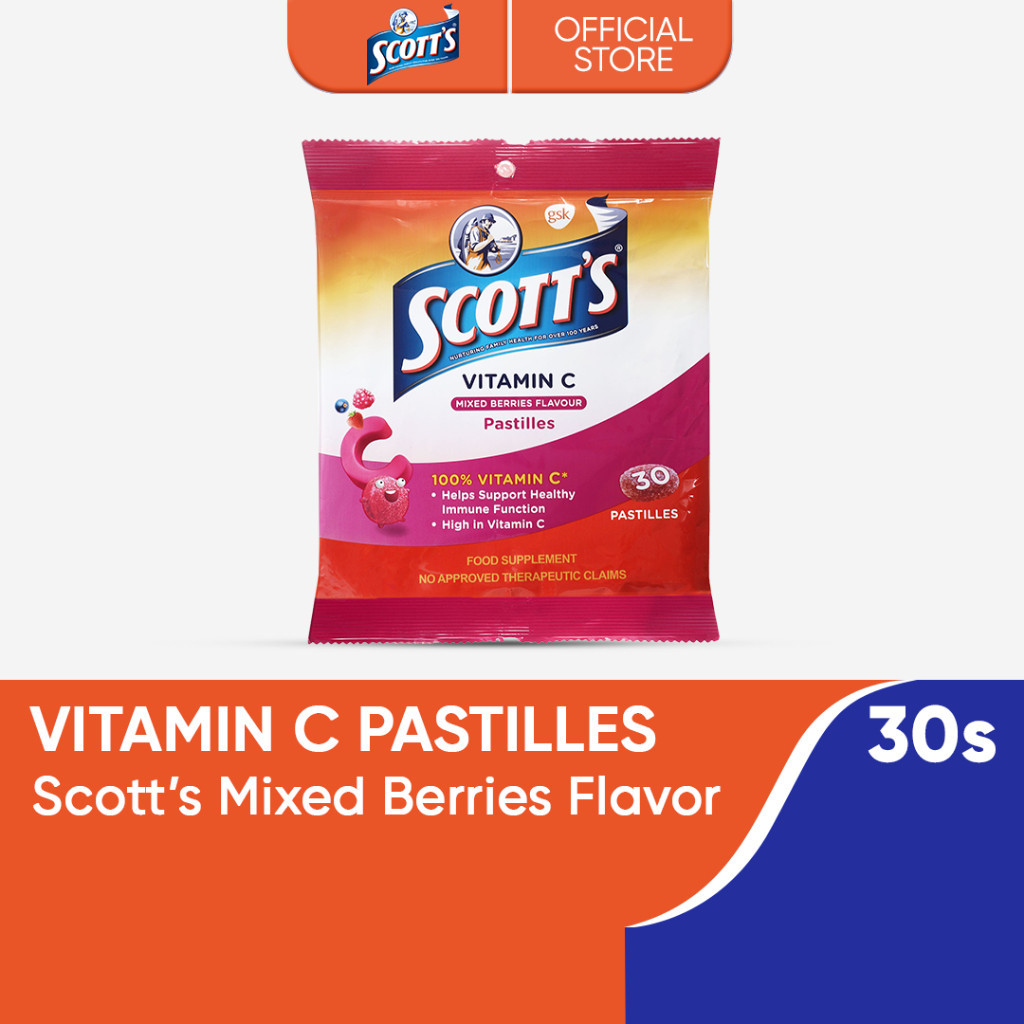 Scott's Pastilles Mixed Berries 30s with 100% Vitamin C Helps Support ...