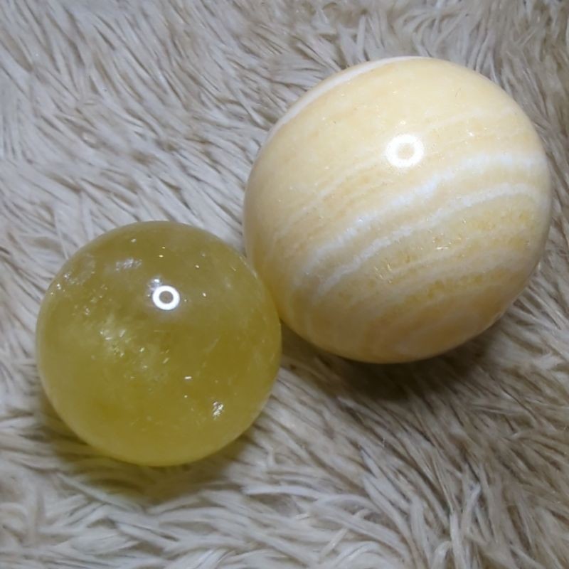 honey calcite and yellow banded calcite crystal sphere | Shopee Philippines