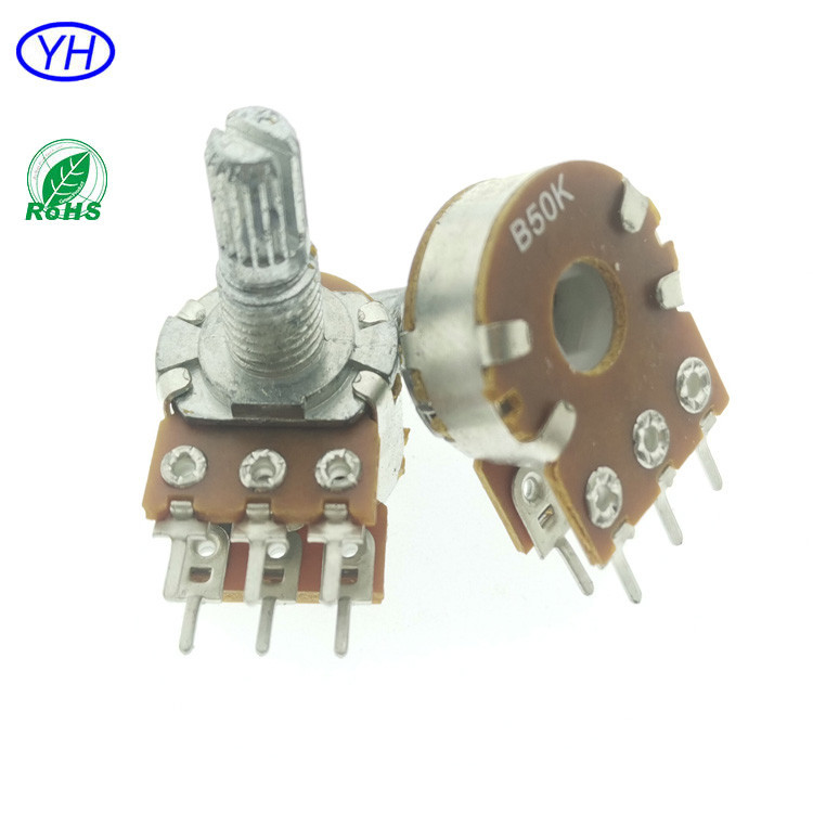 Carbon film R1610G A1 6 pins dual gang 16mm rotary volume control 10k ...